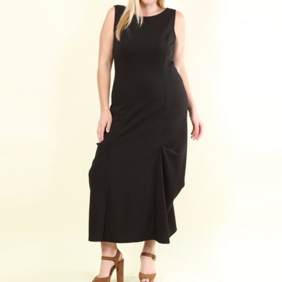 Dresses | Plus Size Black Ruched Sides Sleeveless Maxi Dress | Poshmark